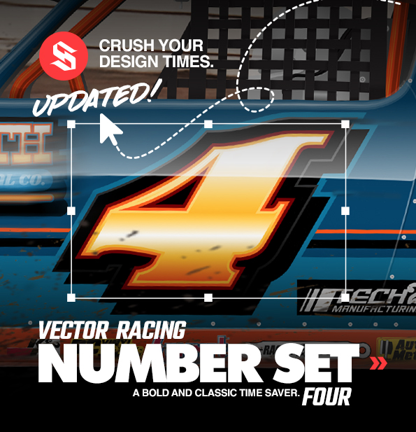 Vector Bold and Classic Racing Number Set 4 | School of Racing Graphics