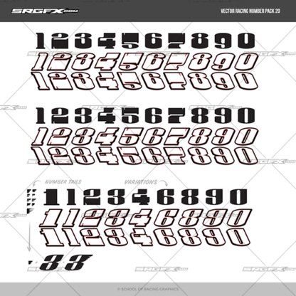 Vector Racing Number Set 20 | School of Racing Graphics
