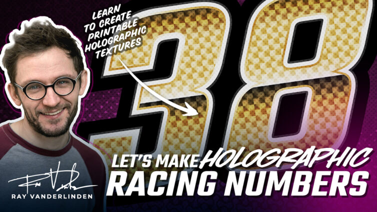 Create printable holographic racing numbers | School of Racing Graphics