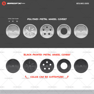 Polished and Painted Metal Wheel Covers | School of Racing Graphics