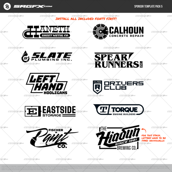 Sponsor Template Pack 5 | School of Racing Graphics
