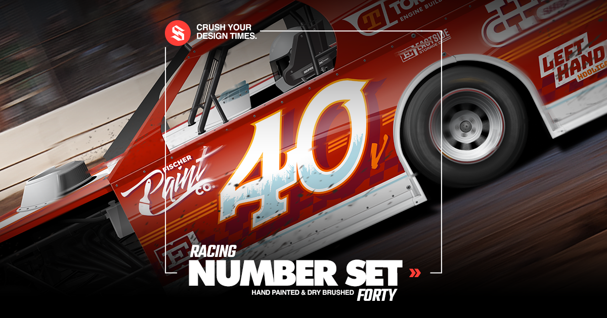 Classic Dry Brush Racing Number Set 40 | School of Racing Graphics