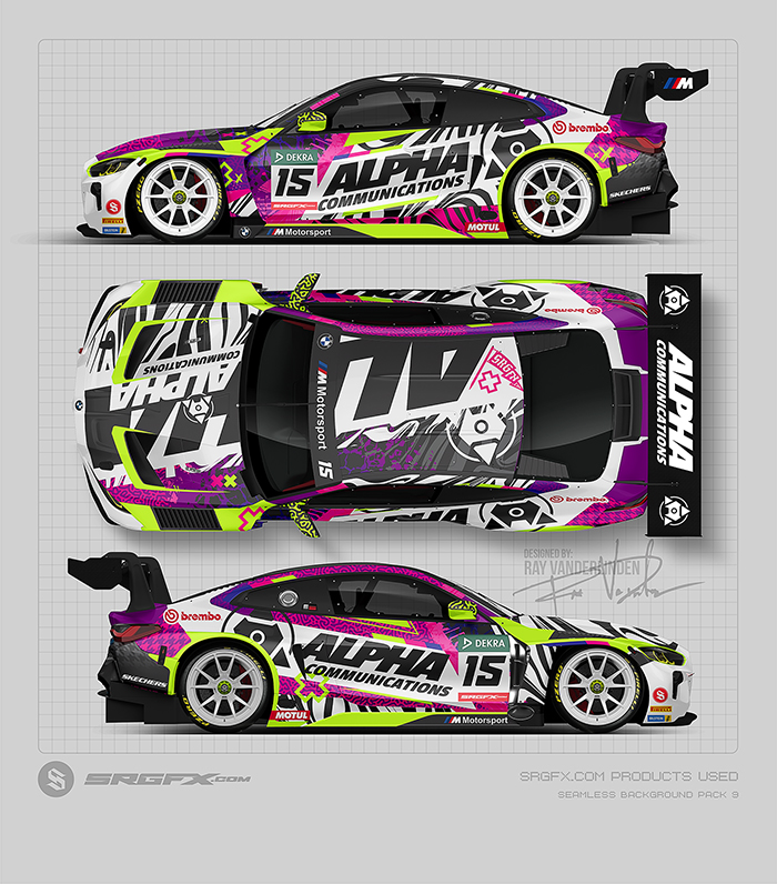 BMW M4 GT3 Alpha Communications Livery Wrap Layout | School of Racing ...