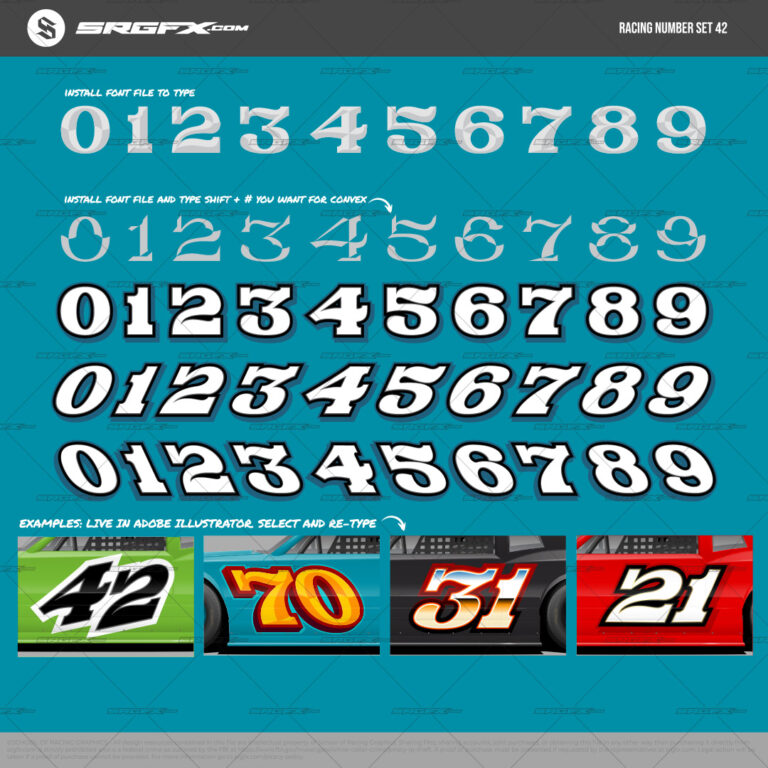 Classic Convex Racing Number Set 42 | School of Racing Graphics